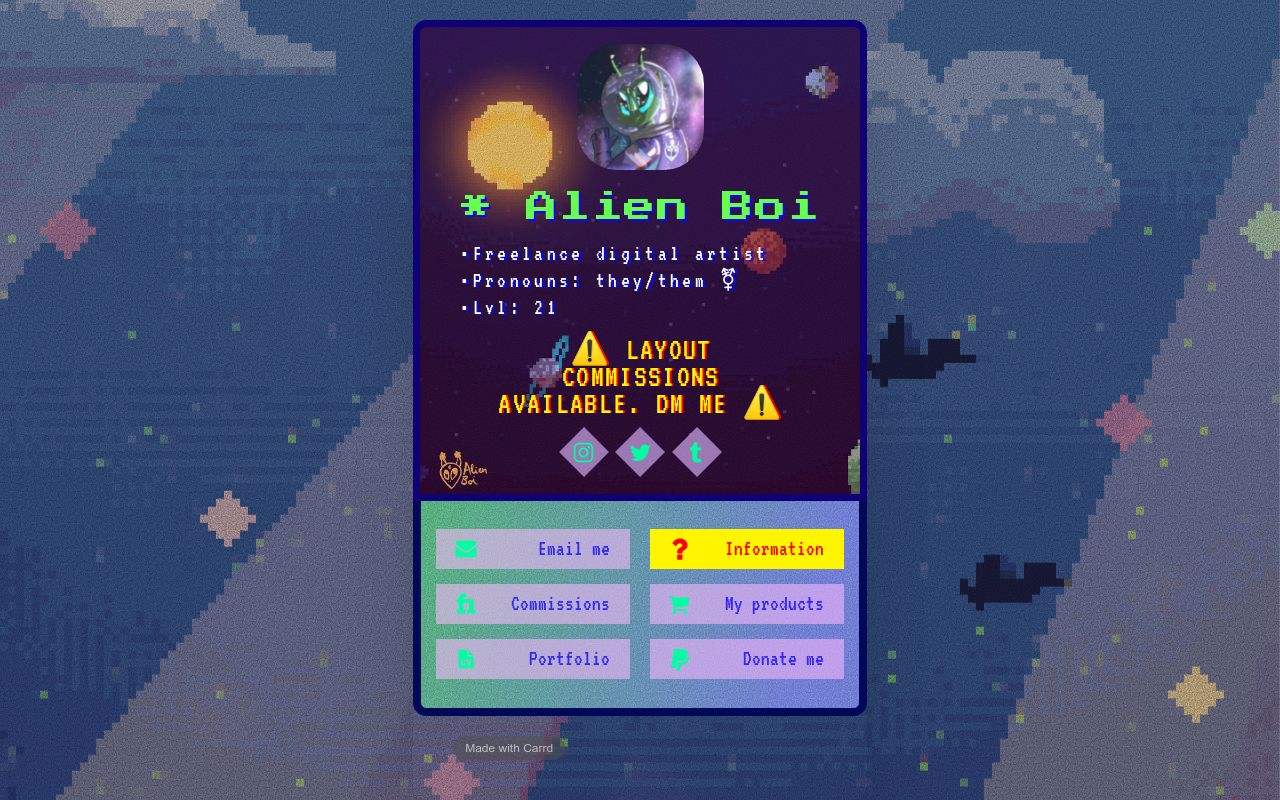 Alien Boi’s carrd